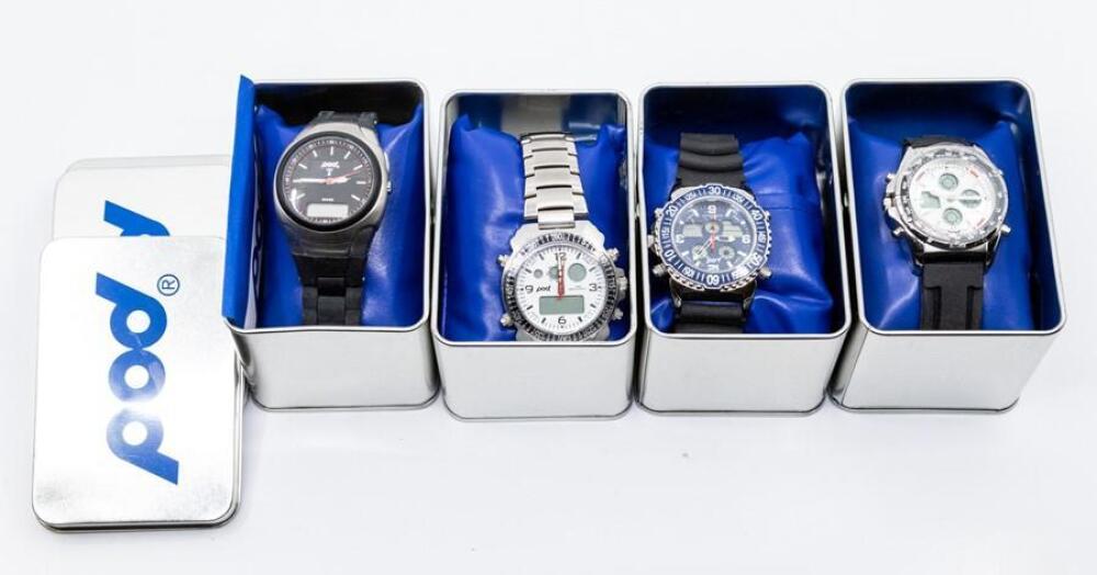Four gent's POD wristwatches, boxed (4)