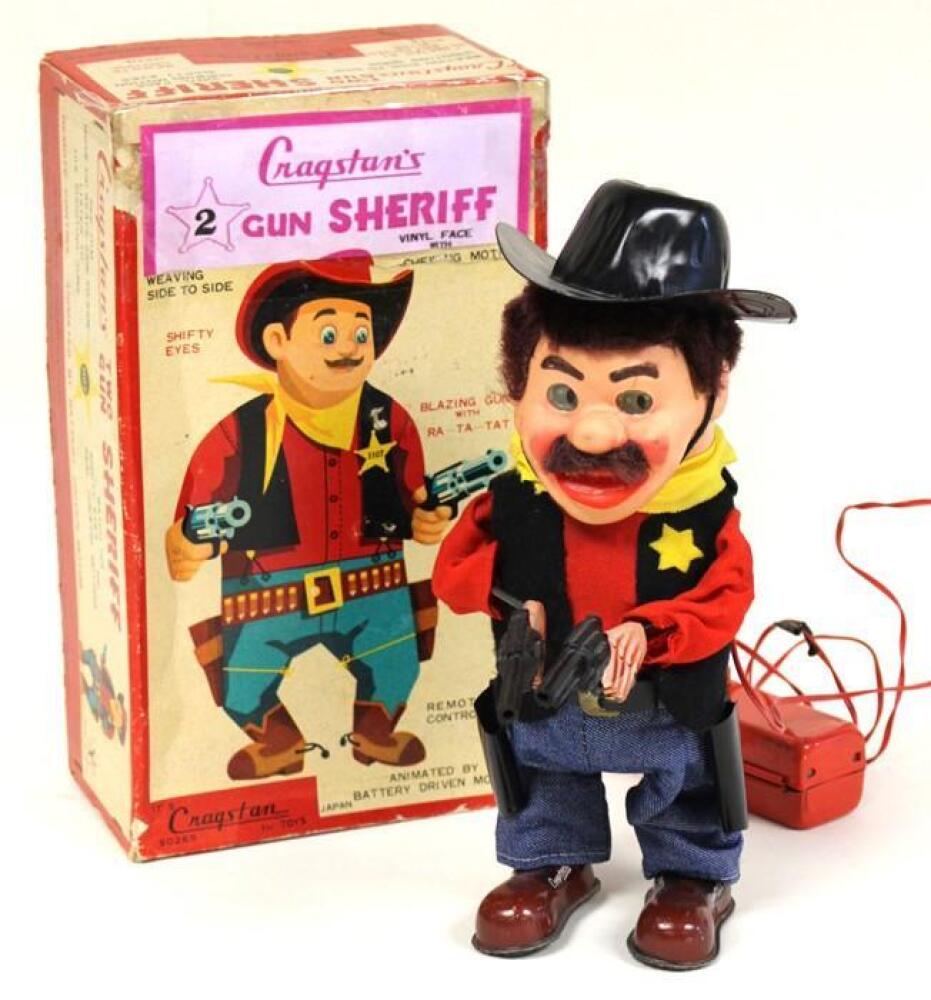 2 Gun Sheriff: A boxed, battery operated, tinplate, Cragstan 2 Gun ...