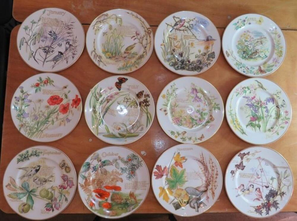 A complete set of Caverswall China The Country Diary Collection plates ...