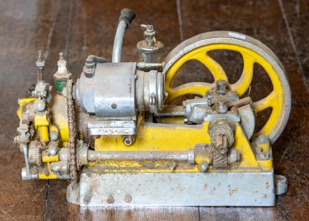 A vintage engineered Stuart horizontal live steam engine, painted ...