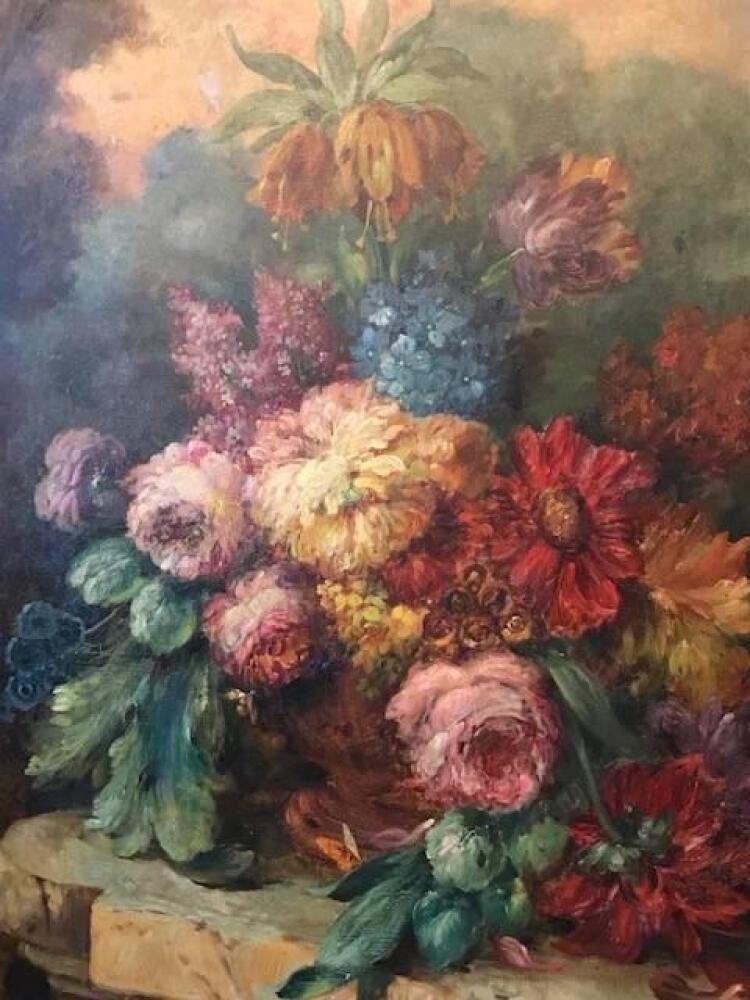 Louis Silas (French, 19th Century), still life of flowers, signed l.r ...