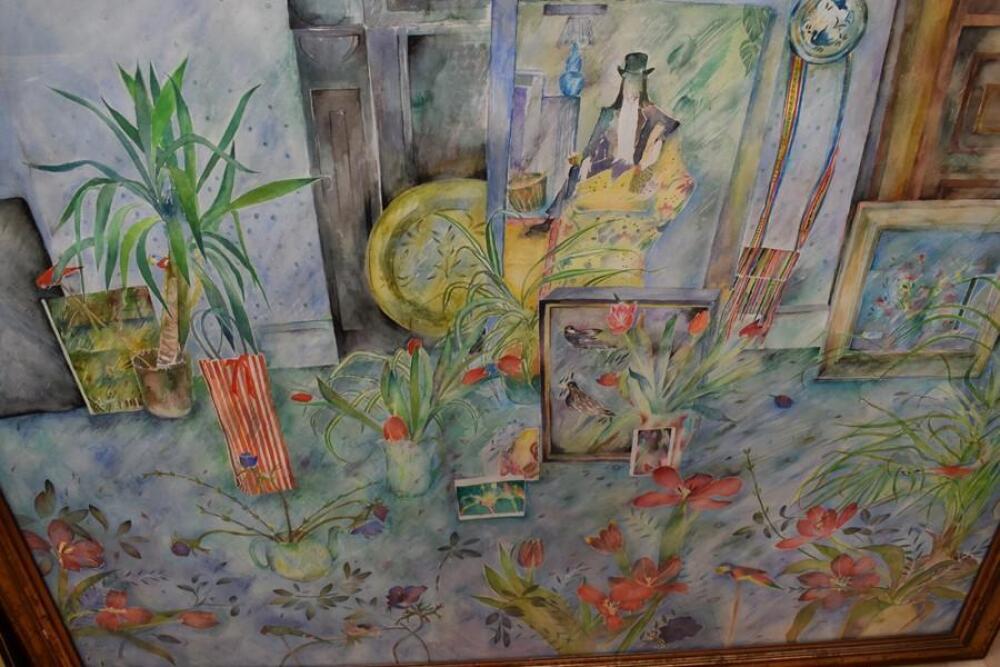 Jean Croson, watercolour, abstract still life entitled 'The Collection ...