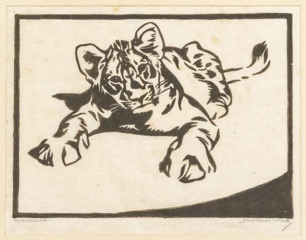 Norbertine Bresslern-Roth (1891-1978) A Tiger Cub woodcut, circa 1926 ...