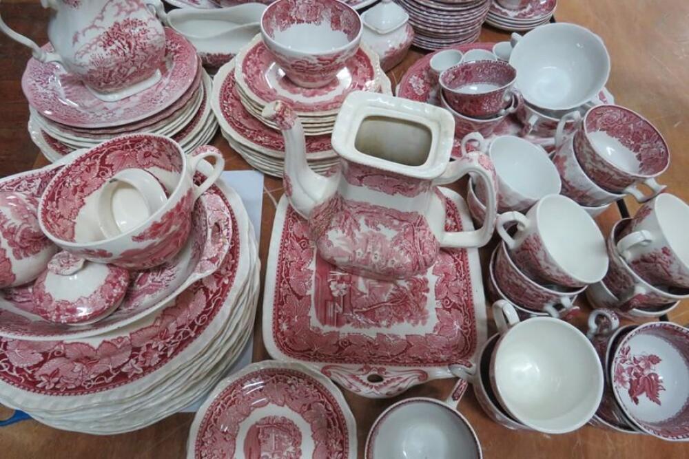 A large group of twentieth century red transfer printed wares by Spode ...