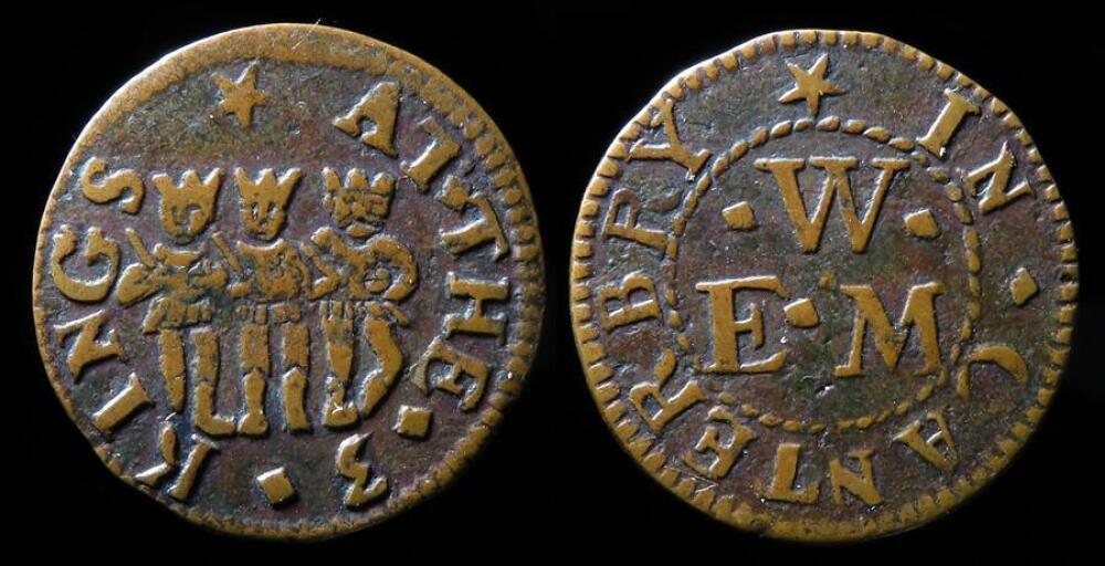 E.M.W, At The Three Kings. Canterbury, Kent, 17th Century Trade Token ...