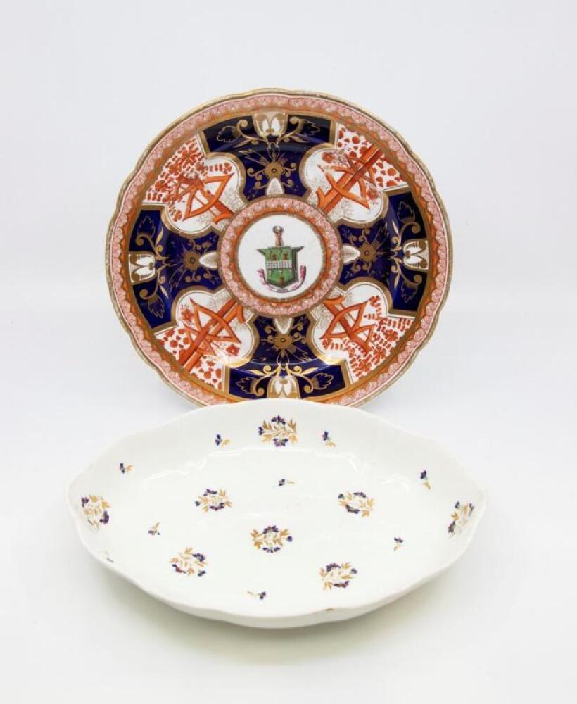 Early Derby Lozenge shaped dish circa 1800, along with an Imari style ...