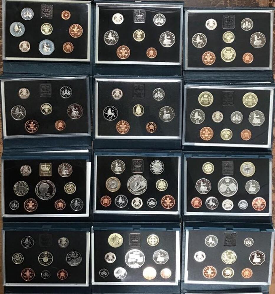 Royal Mint UK Proof year sets in Original presentation cases. 30 sets.