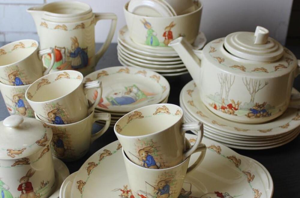 A thirty piece Barbara Vernon designed Royal Doulton Bunnykins tea ...