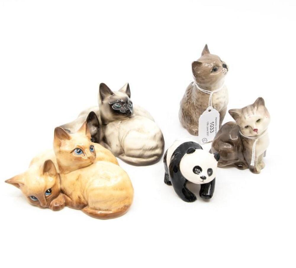 Five Beswick animal figures, comprising siamese cat figure group '1296 ...