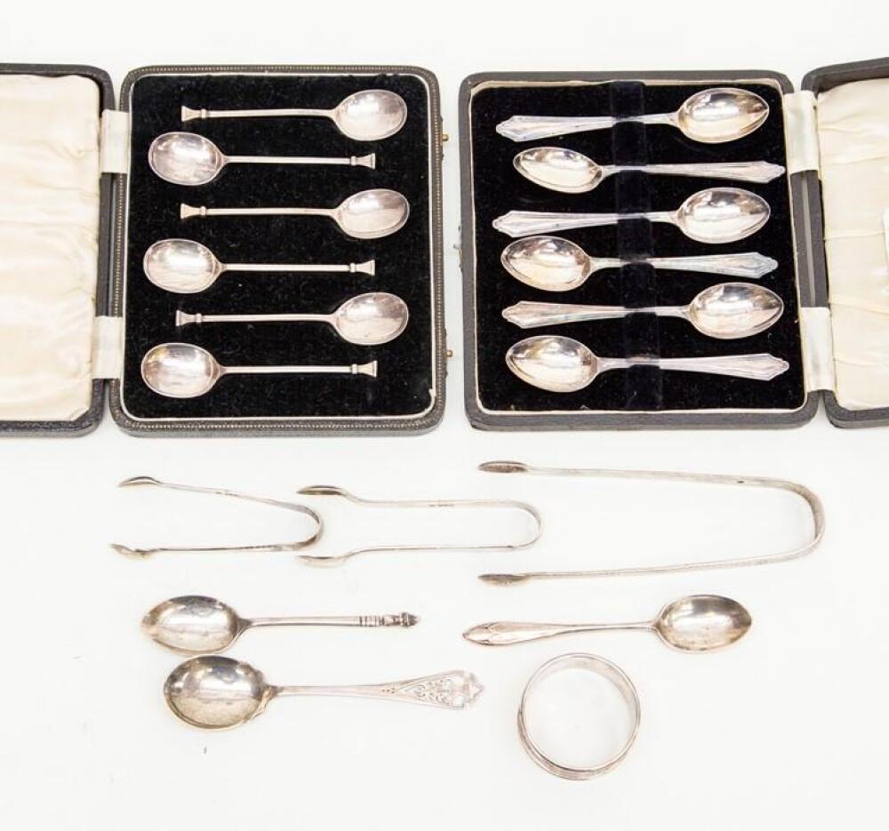 Assorted Silverware including Birmingham Silver Napkin ring, Sheffield ...