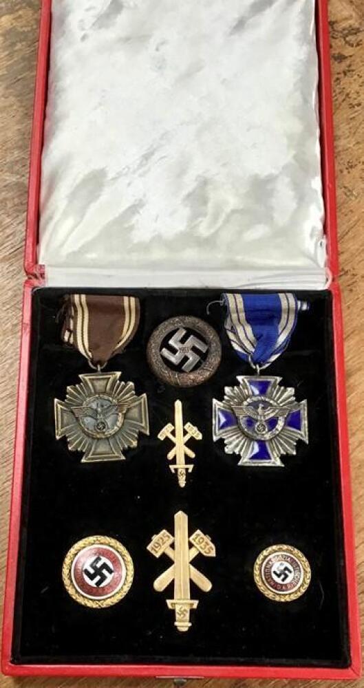 Rare Presentation set of badges and medals to a long standing member of ...