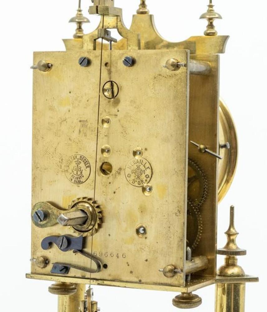 Torsion pendulum or 400-day clock under glass dome. Movement stamped ...