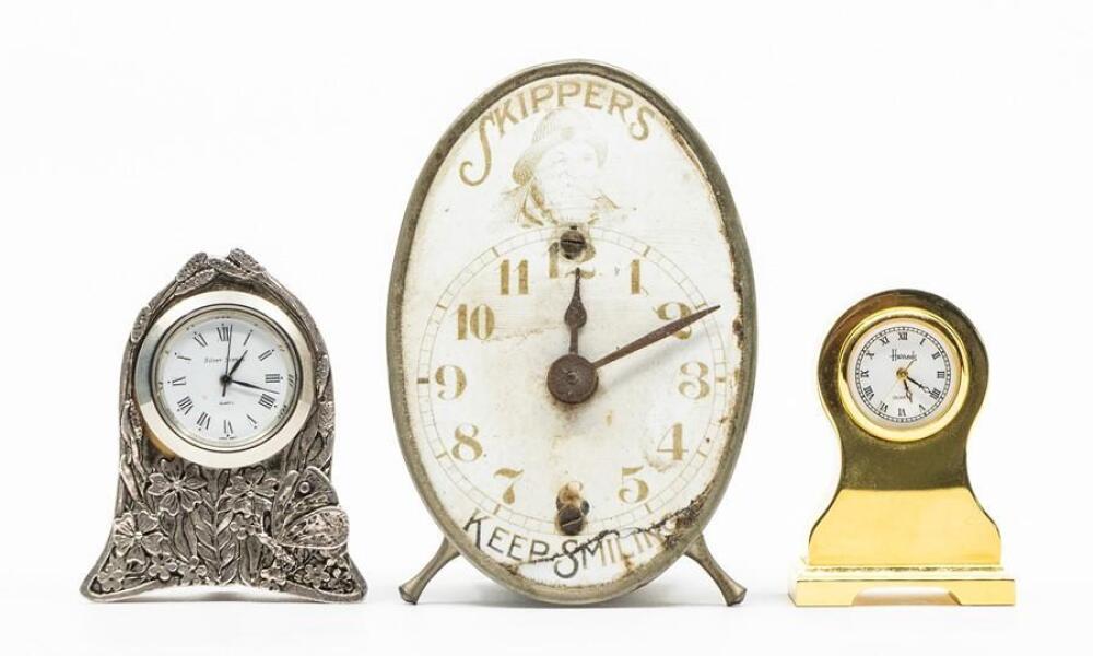 A Skippers alarm clock, the enamel dial inscribed Skippers, keep ...