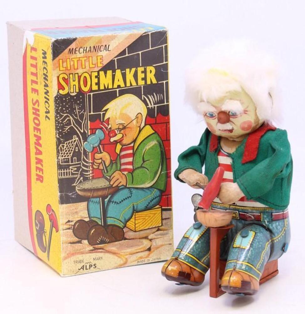 Alps: A tinplate, Mechanical Little Shoemaker, Made in Japan, clockwork ...