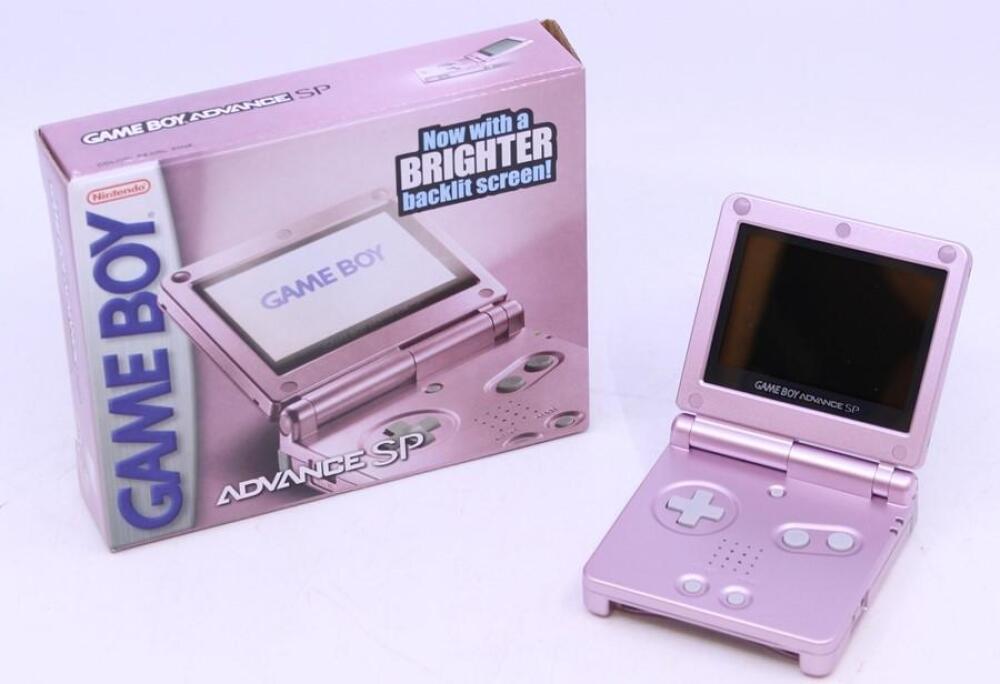 Game Boy: A boxed Nintendo Game Boy Advance SP AGS-101, Pearl Pink, US ...