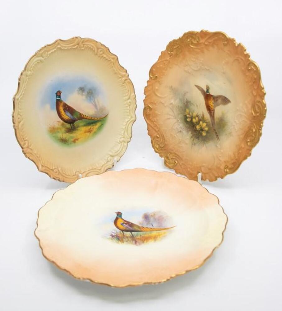 A Locke & Co circular vase, decorated with a Pheasant, signed by ...