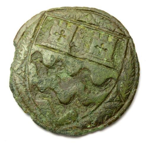 Medieval Heraldic Mount. Circa, 14th century AD. Copper-alloy, 50mm x ...