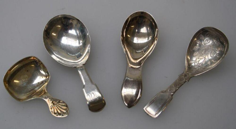 A George III silver fiddle pattern caddy spoon, monogrammed London 1815 ...