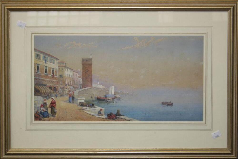 Charles Rowbotham (1856-1921) A Mediterranean port town with busy ...