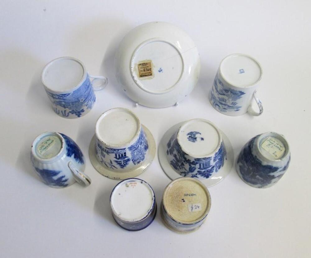 Porcelain, including cups, cans, patty pans, small pots and a Newcastle ...
