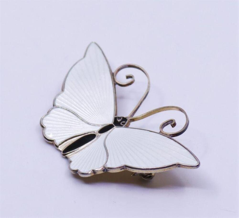 A David Andersen Norwegian sterling silver butterfly brooch, with ivory ...