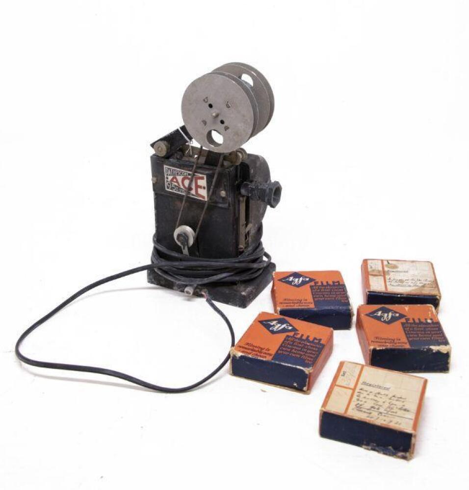 Pathescope GS Ace projector vintage along with boxed wheels