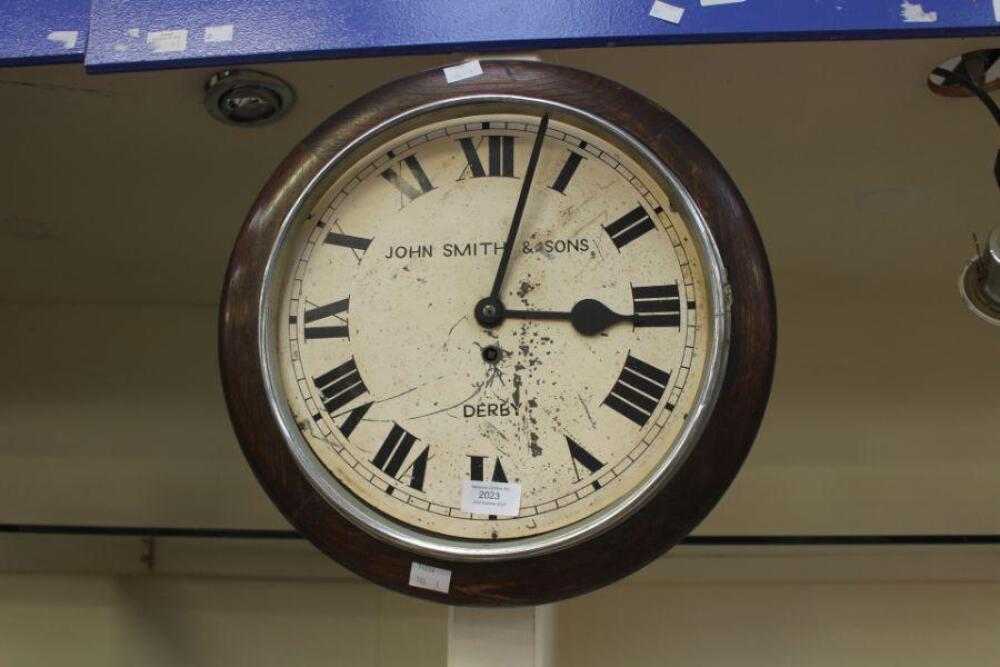 Early 20th Century John Smiths of Derby round oak wall clock, no glass ...