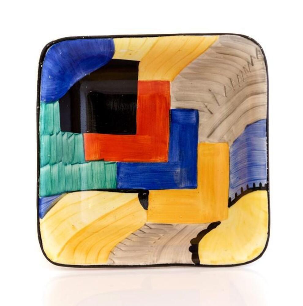 A Susie Cooper 1920's Cubist square shaped bowl, Grays pottery back ...