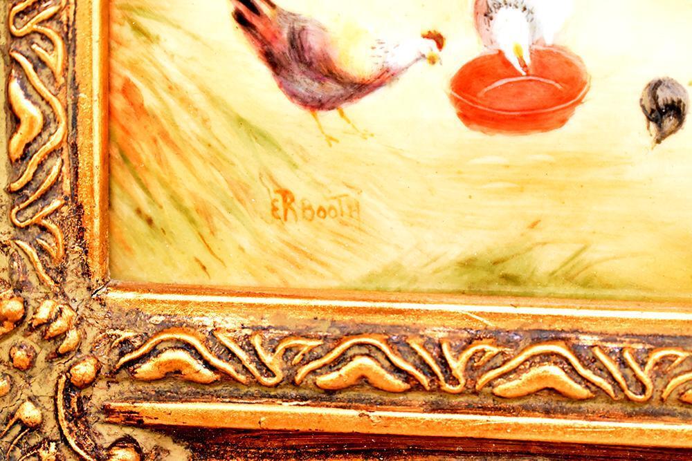 A Painted Porcelain Plaque by ex Royal Worcester Artist E R Booth in a gilt frame