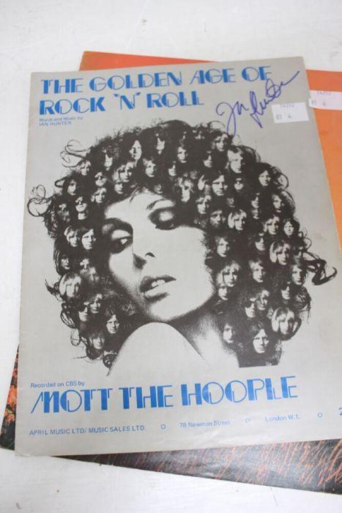 4 x signed items - Mott the Hoople sheet music signed by Ian Hunter ...