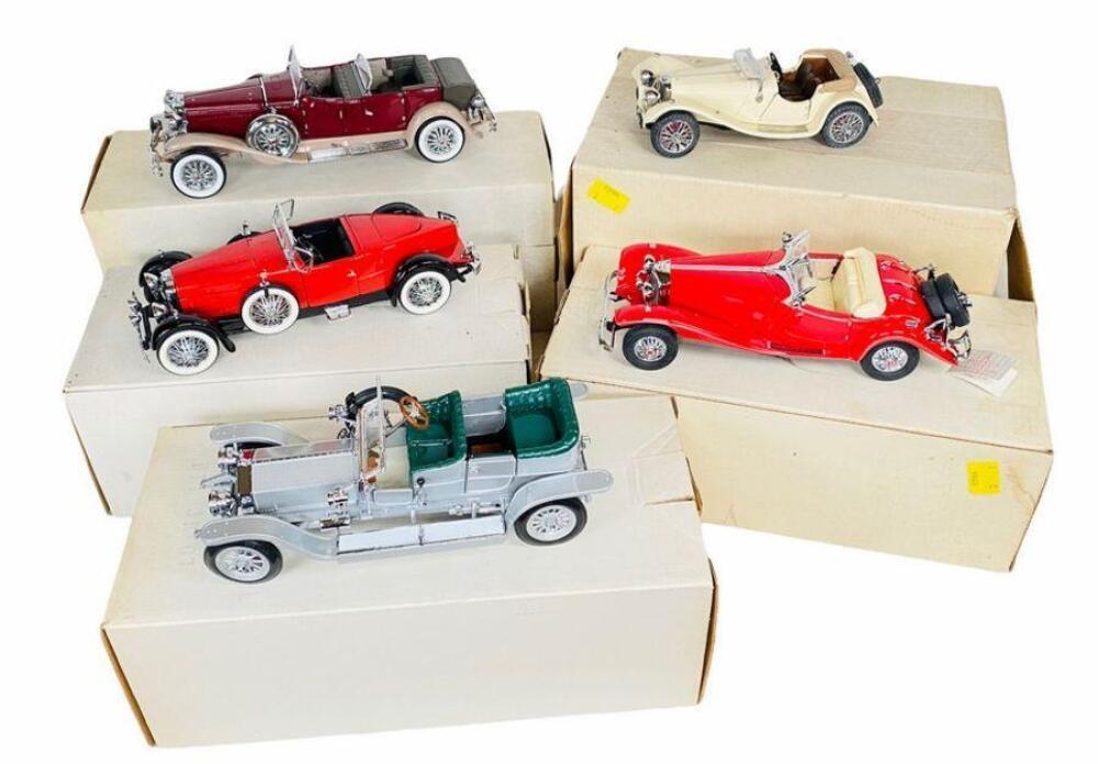5x Franklin Mint (or similar) 1:24 Scale Assorted Cars - All Boxed