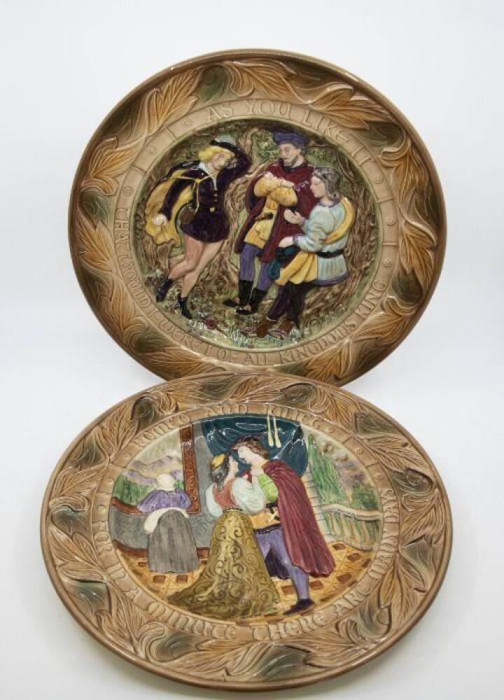 A pair of Beswick Shakespeare plaques, 'As you like it' and 'Romeo and ...