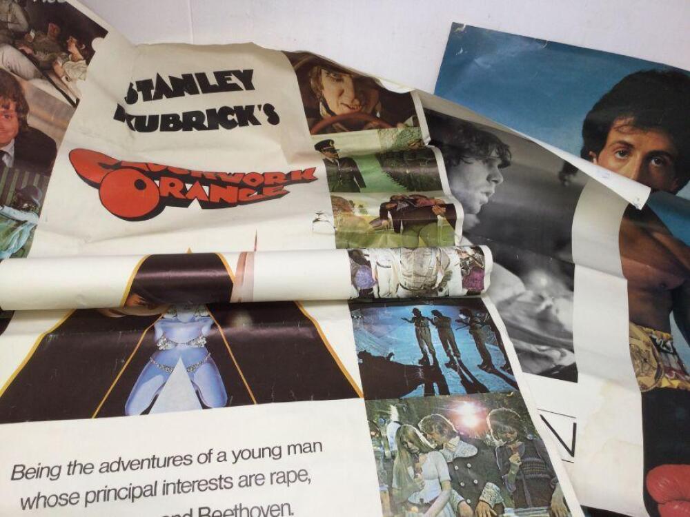 Original Clockwork Orange poster, along with Jim Morrison and Rocky posters
