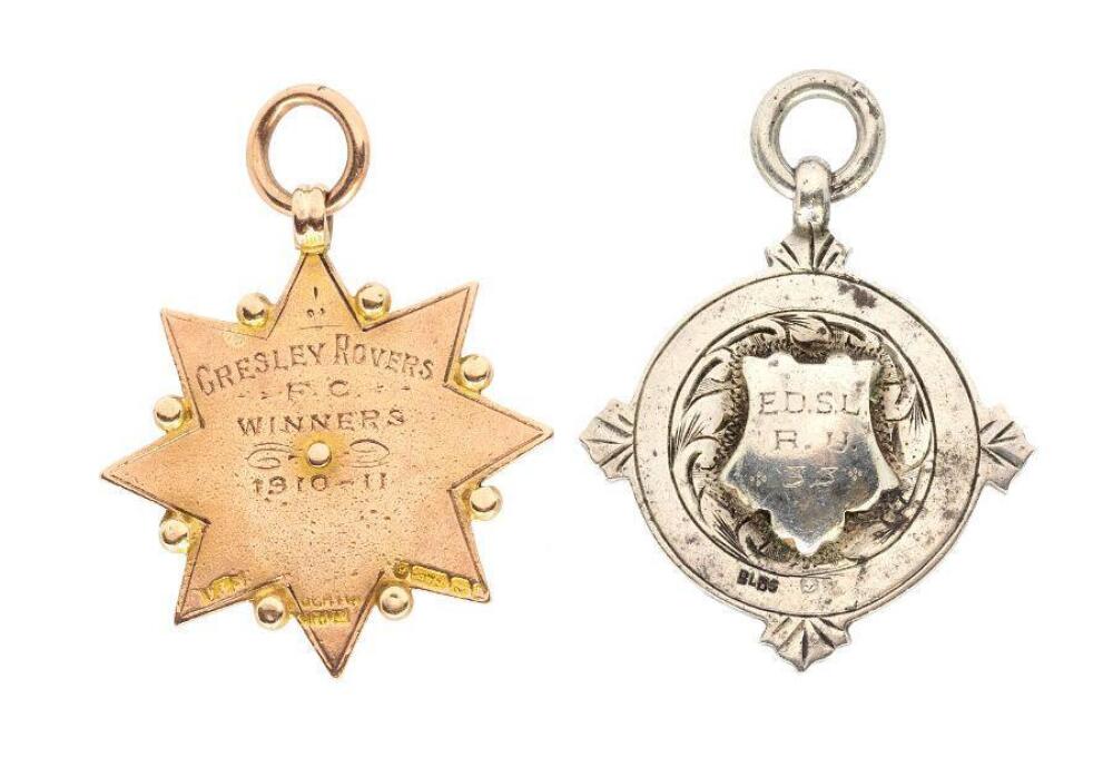 Football: A 9ct gold, enamelled Gresley & District Football Charity Cup ...