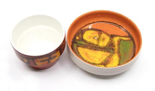 Poole Pottery: 2 Poole Pottery Delphis bowls one on orange ground and ...
