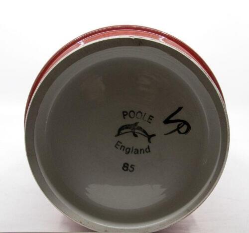 Poole Pottery: A Poole Pottery Delphis vase on red ground, shape mark ...