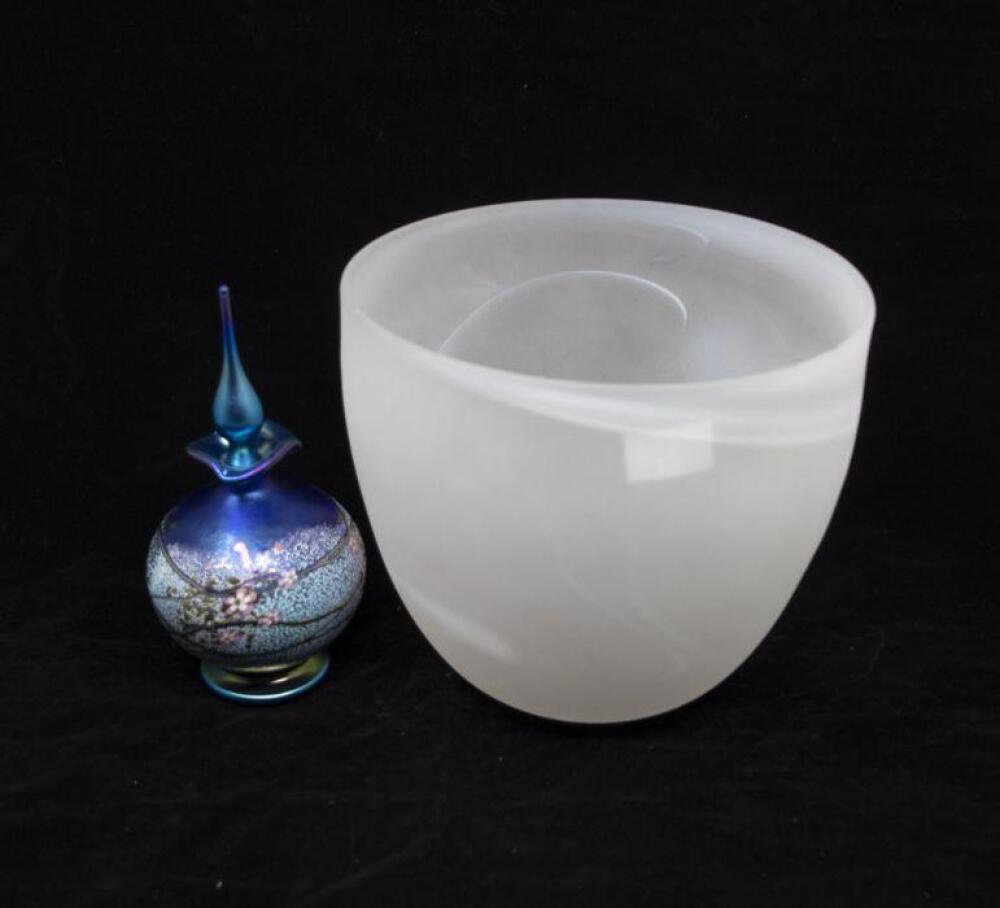 Studio Glass: An Okra perfume bottle decorated with trailing cherry ...