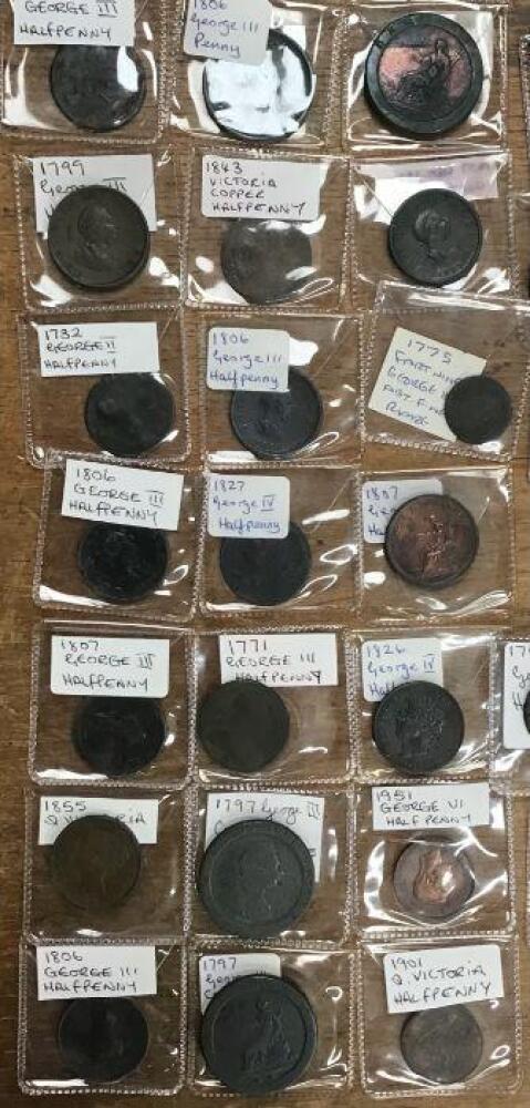 British Copper Coin Collection, includes George II half Penny’s, George ...
