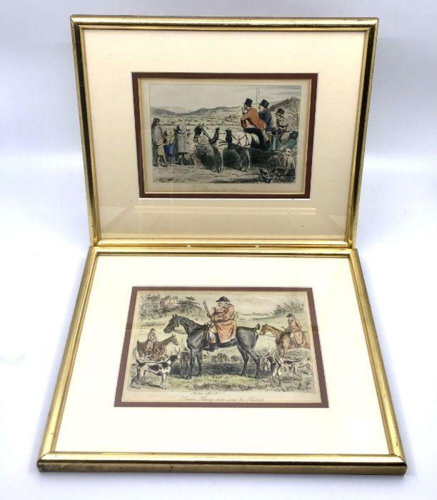John Leech (British, 1817-1864) four framed prints of equestrian Leech ...