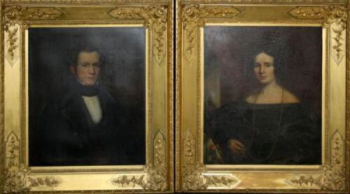 19th century English School, a pair of half length portraits, believed ...