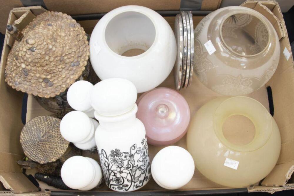 A collection of glass shades, early 20th Century 1960's kitchen ...