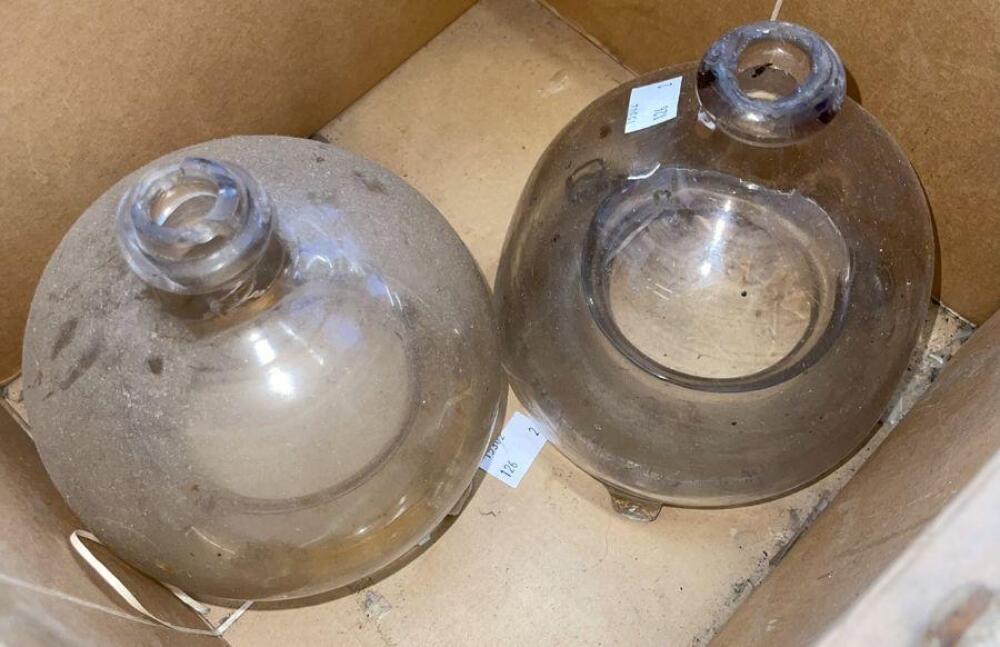 Two antique hand blown glass wasp traps, probably continental