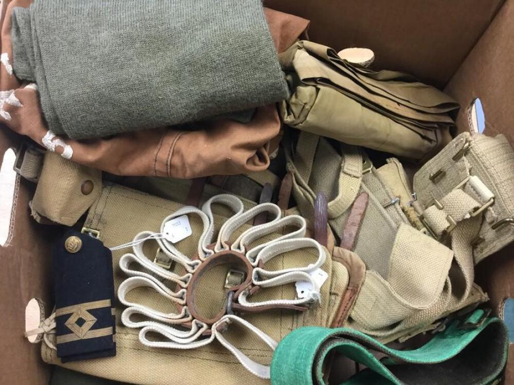WW2 British 1937 pattern webbing equipment to include: rubberised ...