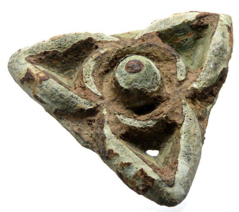 Anglo-Saxon Mount. Circa, 8th-9th century AD. Copper-alloy, 40mm x 13mm ...