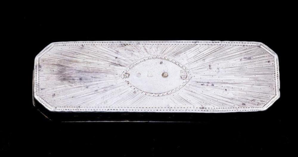 A George III silver canted rectangular toothpick box, bright-cut Neo ...