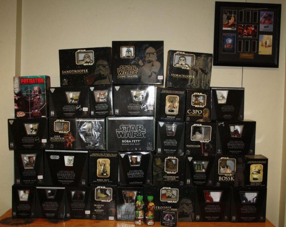 An extensive collection of Gentle Giant Star Wars busts including a ...