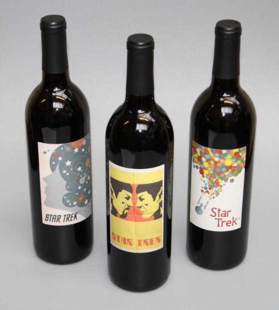 Set of three Star Trek themed wine bottles released in 2013 by www ...
