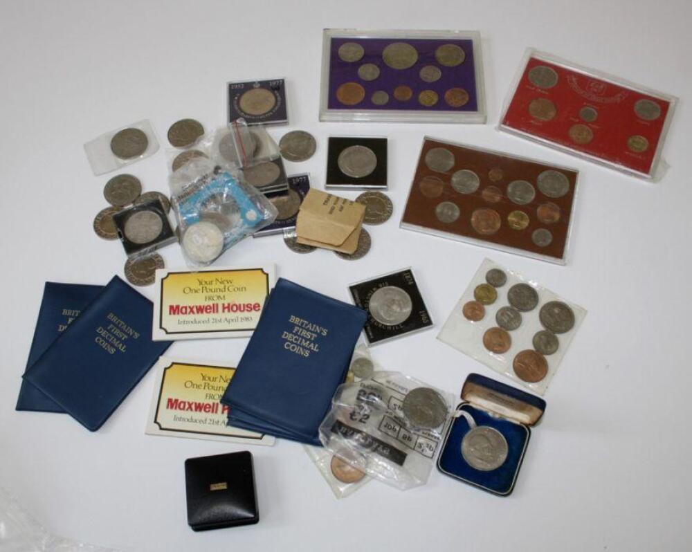 1887 - 1878 to 1938 Proof sets 1967 - 1983 One pound unc from Maxwell ...