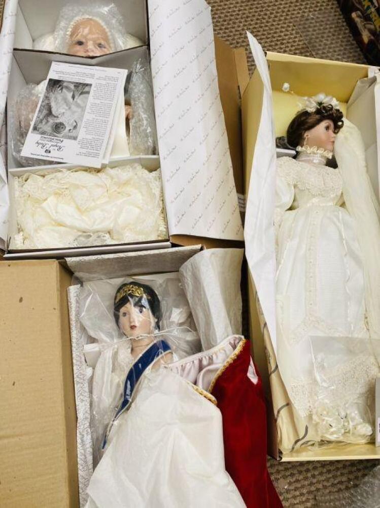 A collection of Royal Dolls, all with packaging. Examples include ...