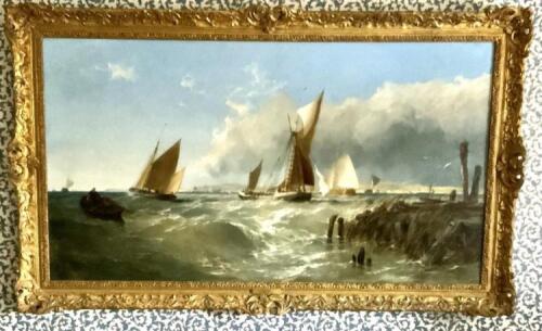 Edmund John Niemann (1813-1876), Fishing boats off the coast, a view of ...